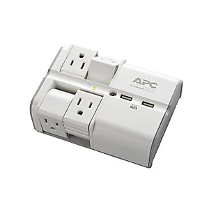APC Wall Outlet Surge Protector with USB Ports, PE4WRU3, (4) Rotating Multi Plug Outlet, 1080 Joule Surge Protection
