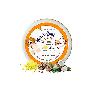 Skin and Coat Care Ointment for Pets - Itchy or Dry Skin, Wounds, Hot Spots – Sulfur, Cedarwood Oil, Coconut Oil – Preventive, Protective and, Soothing Ointment - Dogs, Cats, Puppies, Kittens (2 oz)