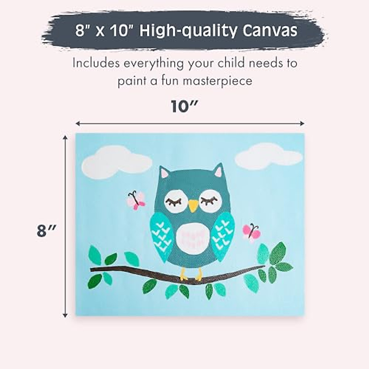 Pink Picasso Kits Paint by Number for Kids Ages 5-12 | DIY 8x10 Beginners Kids Paint Set Color by Numbers Canvas Painting Kits | As Seen On Shark Tank & Oprah's Favorite Thing (Olivia Owl)