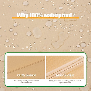F&J Outdoors Patio Furniture Covers, Waterproof UV Resistant for Table & Chairs Set, Beige, 86"x44"