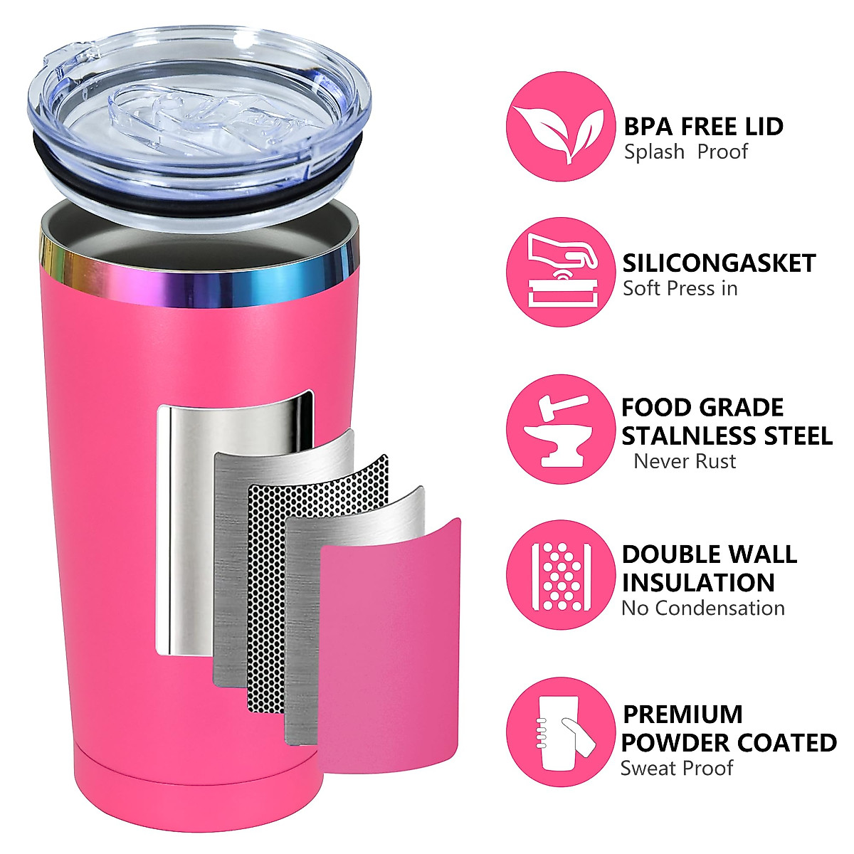 Icesip 20oz Tumbler with Lid And Straw,Stainless Steel Vacuum Insulated Mug,Double Wall Vacuum Insulated Coffee Cups for Cold & Hot Drinks,Insulation Travel Tumblers Cups