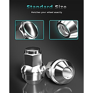 ZOFFI 24pcs M14x1.5 One-Piece Chrome OEM Factory Style Large Acorn Seat Lug Nuts Replacement for 2015-2020 Ford F150 Expedition Lincoln Navigator Factory Wheels