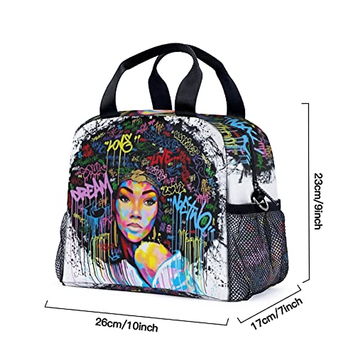 GALIRVC African American Lunch Bag Reusable Insulated Lunch Box Large Cooler Tote Bag for Woman Work Travel Picnic