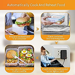 Langtaojin Portable Oven 12V,Food Warmer For Truckers,Car Heated Lunch Box Portable Personal Microwave For Road Trip/Office Work/Picnic/Camping/Family gathering Gray