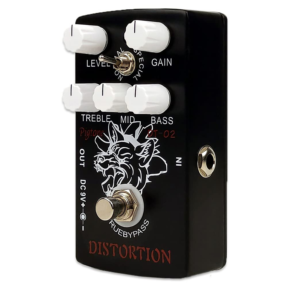 pigtone Distortion Guitar Pedal, Distortion Guitar Pedal for Electric Guitar Effect Natural Tight Pedal True Bypass Black PP-30