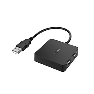 Hama USB Hub, 4 Ports, USB 2.0, 480 Gbps, Black, 00200121