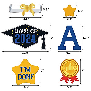 Congrats Grad Car Magnets Graduation Magnetic Car Decorations Class of 2024 Car Parade Decor Signs Car Magnet Decal Stickers Graduation Party Decor Blue