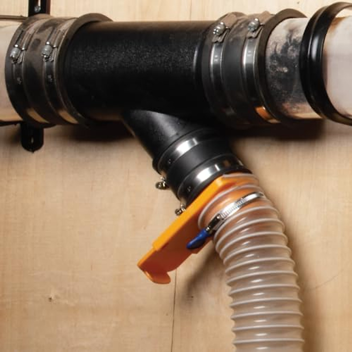 POWERTEC 70149V 4 Inch Dust Control Flex Cuff with Steel Hose Clamps, Hose Connector Rubber Cuff Coupler for Woodworking Dust Collection Fittings, Dust Collector Accessories & Machinery, 1pk