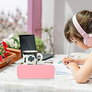 SEWACC Silicone Pencil Case, Solid Color Pencil Pouch Zipper Pencil Case Small Pencil Pouch Aesthetic Pencil Bag for Women Makeup Brush Pink