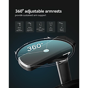 AutoFull G5 Office Chair, Ergonomic Office Chair with 6D Lumbar Support, 360° Adjustable Armrest Mesh Chair, Reclining Computer Chair with Footrest, Sliver