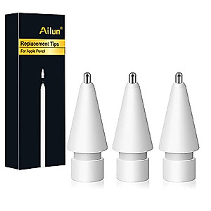 Ailun 3 Pack Apple Pencil Tips Replacement,Compatible with Apple Pencil 1st Gen and 2nd Gen,Penlike Metal Nib Wear-Resistant Pen Needle Stylus Tip,Precise Control White [3 Pack]