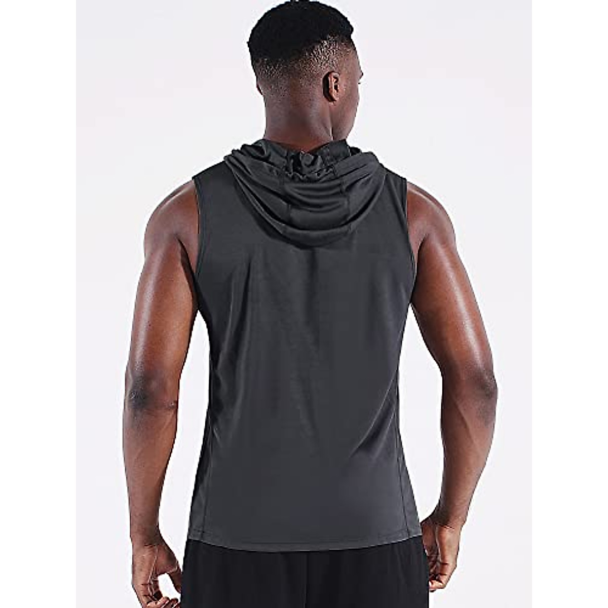 NELEUS Men's Workout Tank Tops Sleeveless Running Shirts with Hoodie,5098,3 Pack,Black/Grey/Red,XL