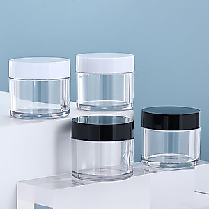 ccHuDE 10 Pcs 30 ml 1 oz Refillable Plastic Jars Small Cosmetic Jars Round Clear Jars Empty Creams Jars Makeup Sample Containers with Lid White