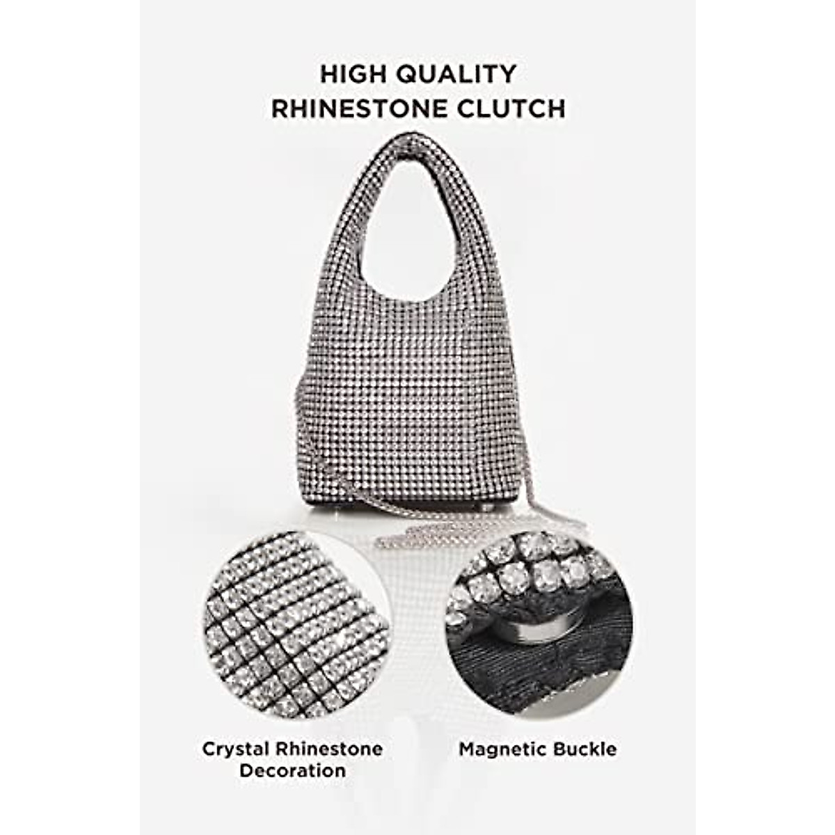 BABEYOND Women's Sparkly Clutch Evening Bags Glitter Rhinestone (Silver)