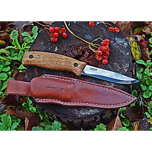 BPS Knives Set HK1S and BS3S Set - Carbon Steel Knives Full Tang Knives with Leather Sheaths Scandi Grind Camping Bushcraft Knives Bushlore