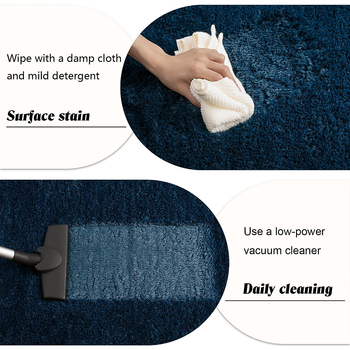 Rtizon Navy Blue Kids Area Rug for Boys Room, 8x10 Feet Royal Dark Blue Shag Fluffy Rugs for Living Room Bedroom Dorm Nursery, Furry Shaggy Carpet for Indoor Teen Home Decor