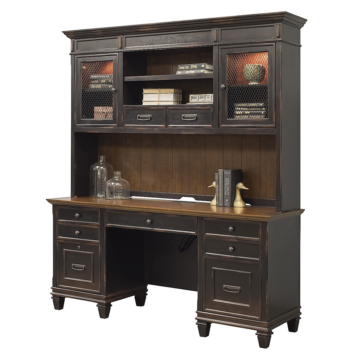 Martin Furniture Hartford Hutch, Brown - Fully Assembled