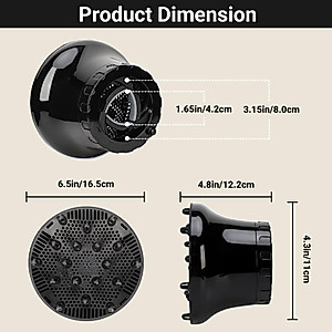 Segbeauty Universal Curly Hair Diffuser, Adaptable Hair Diffuser Attachment for Hair Salon Quality Hairstyling Tool Hair-protective Frizz-free Fast-drying for Dryers with 1.65" - 3.15" Nozzle