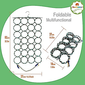 Duckiimo Bird Swing Hemp Rope Net, Parakeet Perch Climbing Bungee Ladder, Hammock Hanging Parrot Cage Toy for African Grey, Little Macaw, Cockatoo, Parakeets, Cockatiel, Conure (Multifunction)