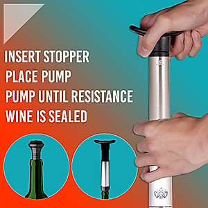 Aksesroyal Wine Pump with Valve Wine Stoppers (Silver 6 Stoppers)