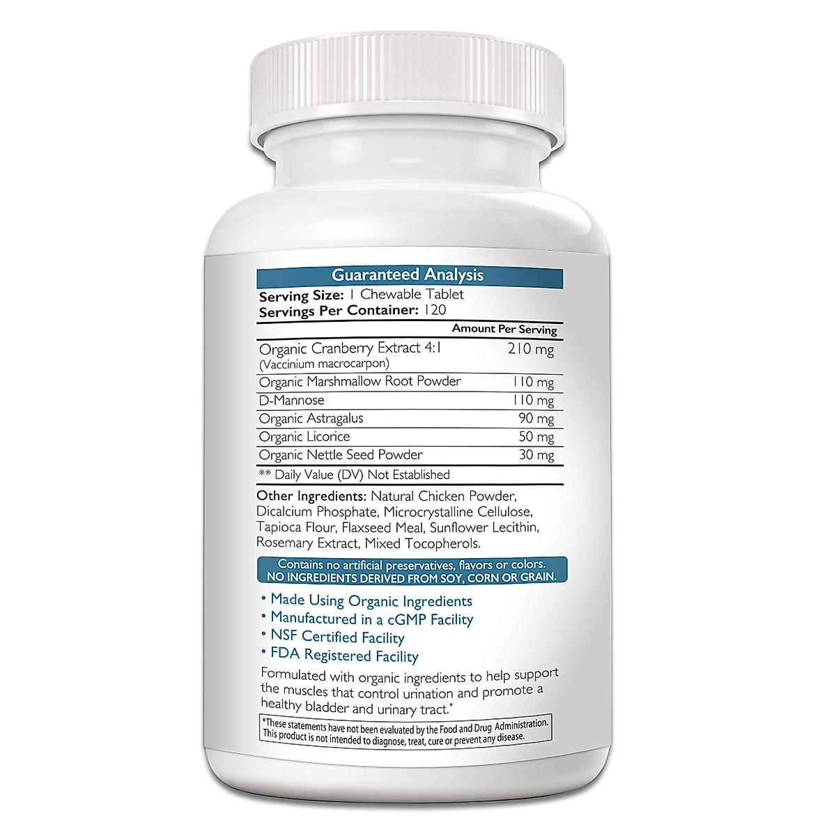 Nutrition Strength Dog Incontinence Support, Supplement for Dog Bladder Health, Organic Support for Dogs Leaking Urine, Promotes Dog Bladder Control, 120 Chewable Tablets