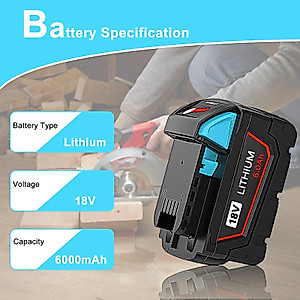 Amsbat 【Upgraded to 6000mAh 18V Battery Replacement for Milwaukee Compatible with Milwaukee Lithium Battery Compatible with Milwaukee 18V Batteries 48-11-1850 48-11-1862 48-11-1840（1 Pack）