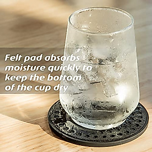 Coasters for Drinks Absorbent with Felt Insert, 6 Pack Silicone Coasters with Holder, Felt Absorbent Coasters Rubber Cup Coasters Set for Office Desk (Gray)