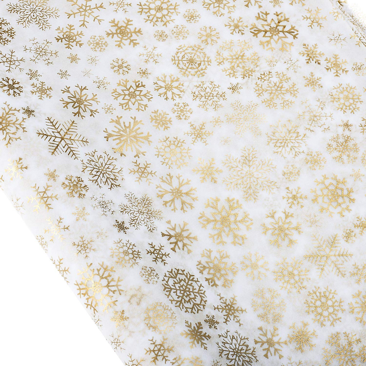 Whaline Snowflake Tissue Paper 20" x 28" Christmas Metallic Acid Free Wrapping Paper Bulk Big Size for Home, DIY and Craft, Gift Bags New Year Decorations, 60 Sheets (Gold)