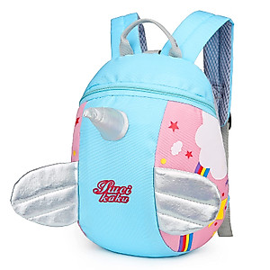 HWJIANFENG Little Kid Toddler Mini Backpack with Leash Harness Lunch Box Cute Angel Unicorn Preschool Daycare Nursery School Bag