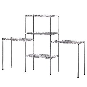 XIAOSENLIN 5 Tier Wire Shelving Metal Storage Rack Adjustable Shelves, Standing Storage Shelf Units for Laundry Bathroom Kitchen Pantry Closet (Silver1-5-Tier)
