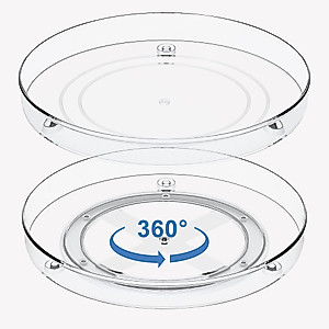 HYDROWE Lazy Susan Organizer 2 Tier, Round Plastic Turntable Organizer Organization Storage Container Bins,Spinning Organizer for Spices,Vanity Countertop Makeup Organizing(2 Tier 9.25 Inch)
