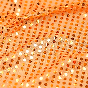 YYCRAFT Dot Sequins On Metallic Mesh Fabric by The Yard Seasonal Fabric 43" Wide 2 Yards, Decoration, Backdrop-Orange
