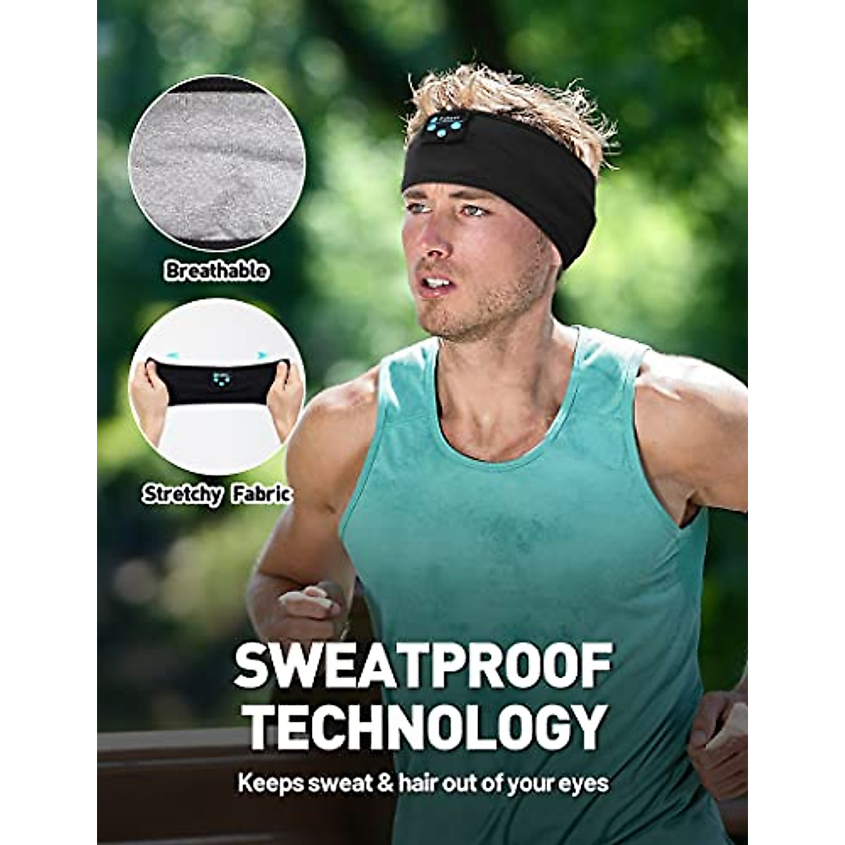 Voerou Sleep Headphones, Bluetooth Sleeping Headphones Sports Headband with Ultra-Thin Speakers, Headphones for Sleeping,Side Sleepers, Running, Workout, Travel, Yoga, Insomnia, Meditation