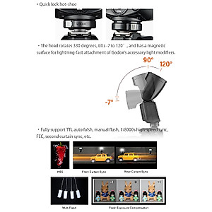 Godox V1-O TTL Flash Speedlite 76WS GN92 2.4G High-Speed Sync 1/8000s 2600mAh Li-ion Battery Round Head Camera Speedlight with Godox AK-R1 Accessories Kit Compatible for Olympus Panasonic Cameras