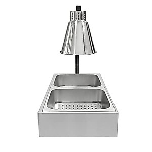 Portable French Fry Warmer Infrared Heat Lamp Warmer Food Holding Station with Dual Bulbs and Trays Commercial