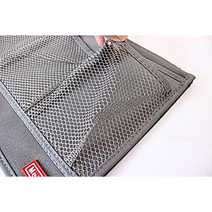 Meeall Bedside Storage Organizer with Pockets – Compact & Lightweight Organizer Caddy – Soothing Gray Color – Easy to Install – Oxford Material with Leather Backing – Versatile Storage