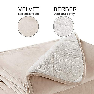 Degrees of Comfort Weighted Blanket Full Size 20 Lbs for Adults, Soft Cozy Fleece Sherpa Heavy Blankets 20lbs, Sand, 60X80 Inch