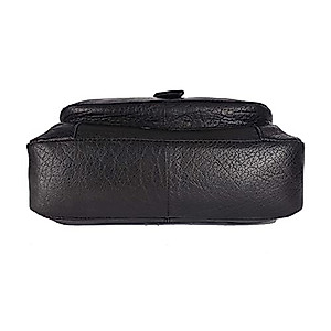 LEDERBUCK Real Leather Small Crossbody Handbags & Purses for Women - Crossover over the Shoulder Bag (Black)