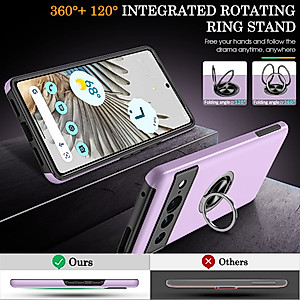 Pixel 7 Pro case with Screen Protector, Shockproof Google Pixel 7 Pro Phone Case with Magnetic Kickstand Case for Google Pixel 7 Pro (Purple)