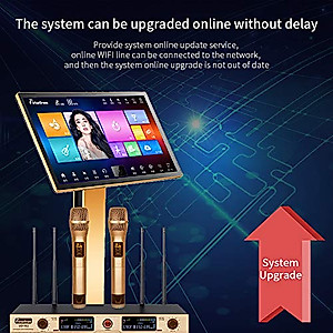 DIANXUN Karaoke Player with Wireless Microphone, 22'' Capacitive Touch Screen Intelligent Voice Keying Machine Real-time Score, Professional Karaoke System fit for KTV Bar Home Party