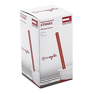 AmerCare 9 Inch Giant Red Unwrapped Straws, Case of 7200
