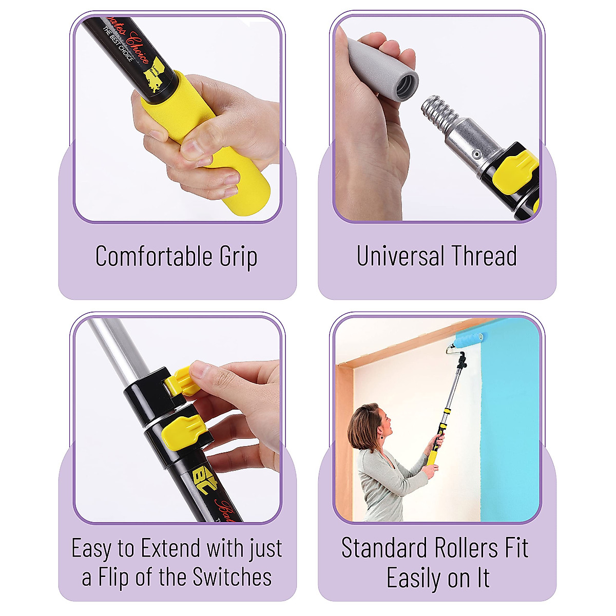 Bates- Extension Pole, 1.4 to 3 Ft Pole, Telescoping Pole, Paint Pole, Extendable Pole, Paint Roller Extension Pole, Painters Pole, Extension Handle, Telescoping Handle, Telescoping Paint Roller Pole