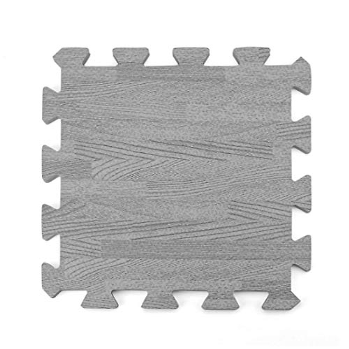 Tebery 16 Pieces Printed Wood Grain Interlocking Floor Tiles 3/8-Inch Thick EVA Foam Grey Puzzle Floor Mat