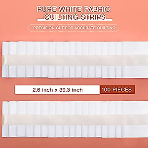 100 Pieces Jelly Fabric Strips Roll Collection 2.6 Inch Roll up Fabric Quilting Strip White Solid Color Fabric Bundle Precut Patchwork Square for DIY Sewing Crafts