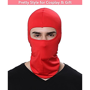Balaclava Ski Mask Head Mask Full Face Mask Windproof Face Cover Sun UV Protection Scarf Men Women Outdoor Sport Cycling Cap (Red)