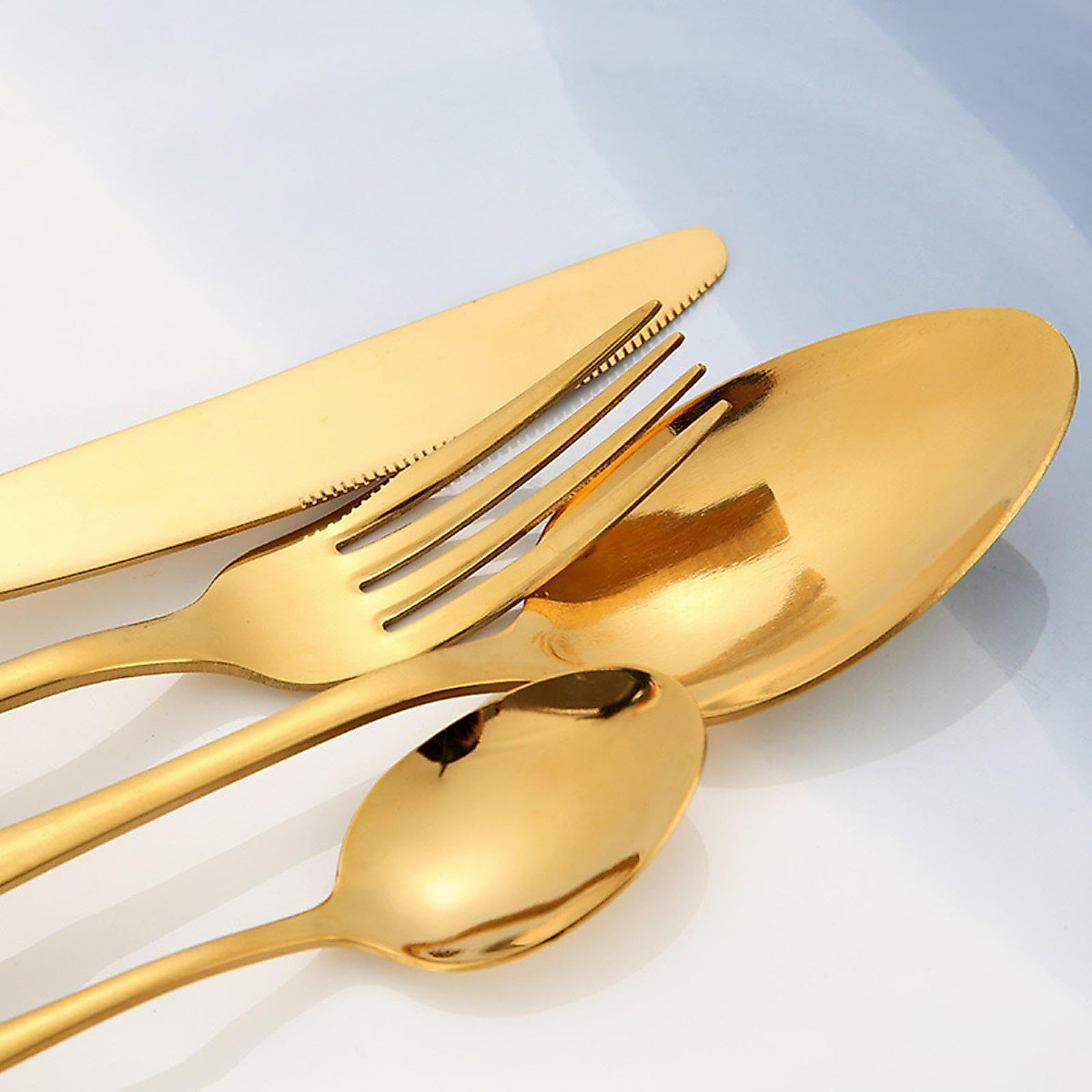 TENWEL 24-Piece Stainless Steel Flatware Set for 4, Stainless Steel Flatware Cutlery Set with Steak Knives, Kitchen Utensil Tableware Set, Includes Spoons Forks Knives for Home Hotel