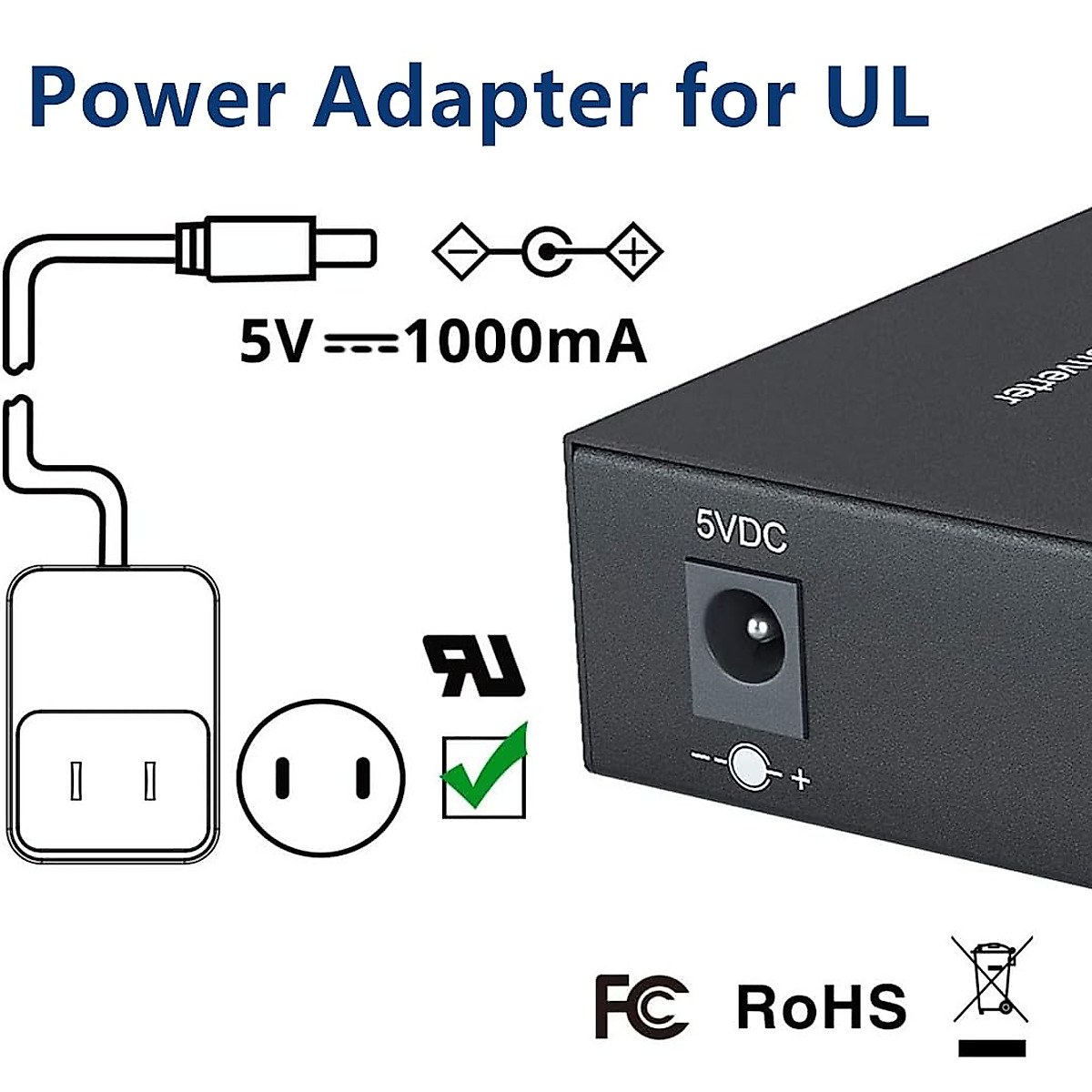 Gigabit Ethernet Media Converter, Multi-Mode Dual LC Fiber to Ethernet Converter with a 1000Base-SX Module, 1.25G Fiber to RJ45, 10/100/1000Base-Tx to 1000Base-SX, 850nm, MMF, up to 550m (1804ft)