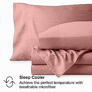 Bare Home Sandwashed Queen Sheet Set - Premium 1800 Ultra-Soft Microfiber Bed Sheets - Double Brushed - Hypoallergenic - Stain Resistant (Queen, Sandwashed Dusty Rose)