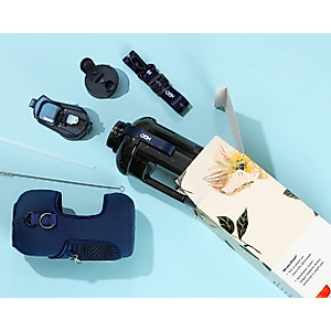 H2O Capsule 2.2L Half Gallon Water Bottle with Storage Sleeve and Removable Straw – BPA Free Large Reusable Drink Container with Handle - Big Sports Jug, 2.2 Liter (74 Ounce), Navy Blue