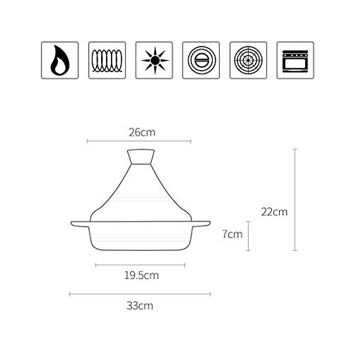 Moroccan Tagine Pot, Thickened cast iron enamel clay pot rice, with 2 Handle and Lid, for Cooking and Slow Stew Ceramic Casserole,Yellow